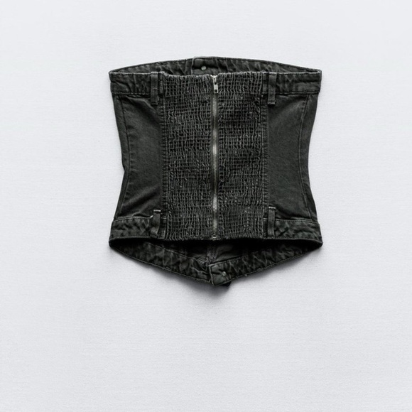 Zara | Tops | Zara Trf Corset Style Denim Top | Poshmark